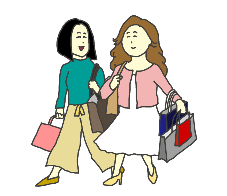 友達とショッピングする女性のイラスト イラストの里