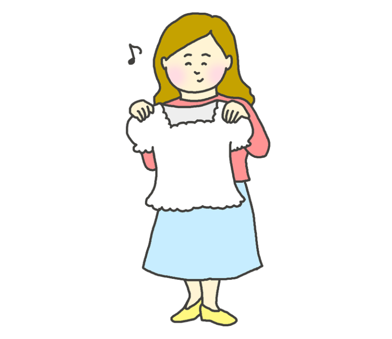 洋服の試着をする女性のイラスト - イラストの里